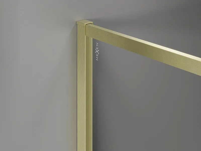 Mexen, Mexen Kioto-XF sprchová stěna s rámem 50 x 202 cm, grafit 10 mm, kartáčované zlato - 800-050-104-55-40-X