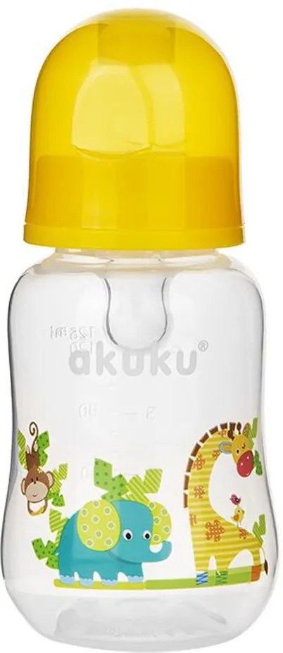 Láhev s obrázkem Akuku 125 ml žirafa žlutá