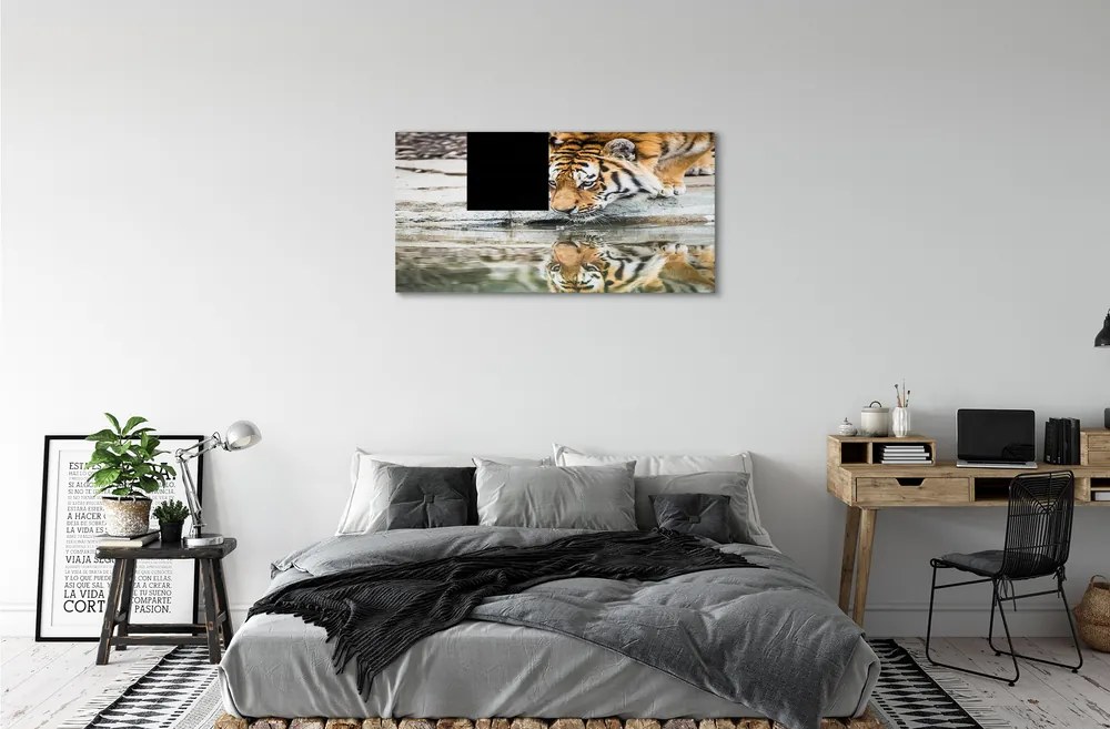 Obrazy na plátně tiger pití 120x60 cm