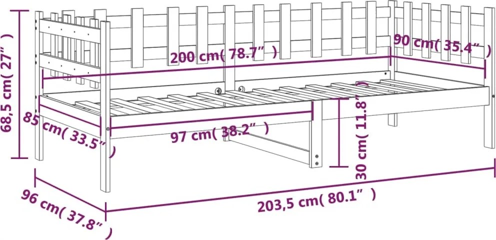 vidaXL Válenda 90 x 200 cm masivní borové dřevo [820759] Barva: medová hnědá