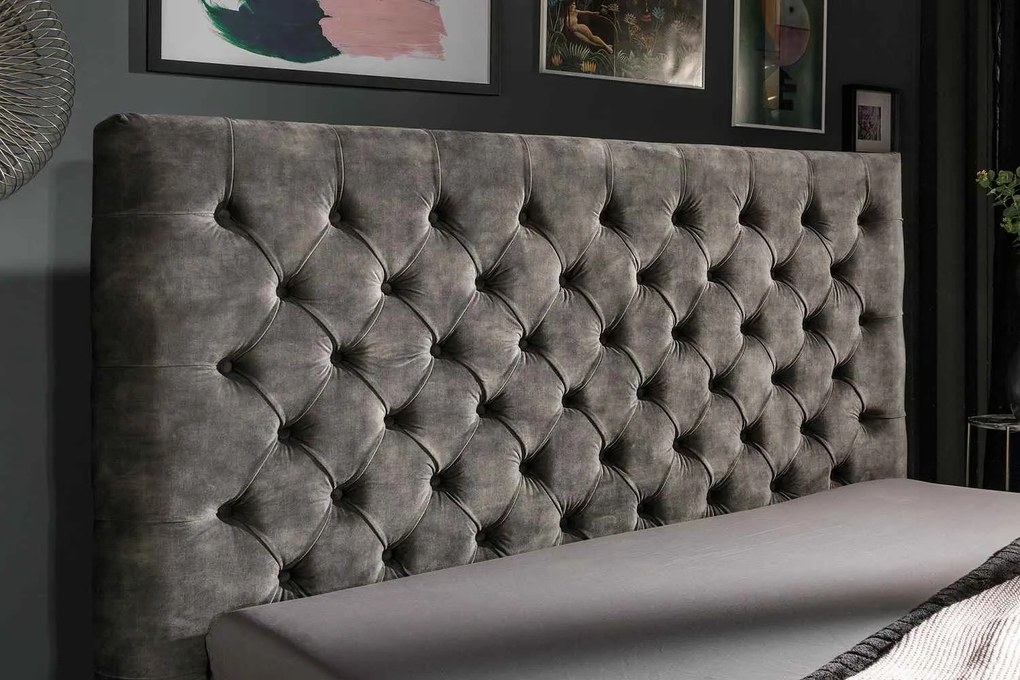 Designová postel Laney 180 x 200 cm olivově šedý samet - skladem