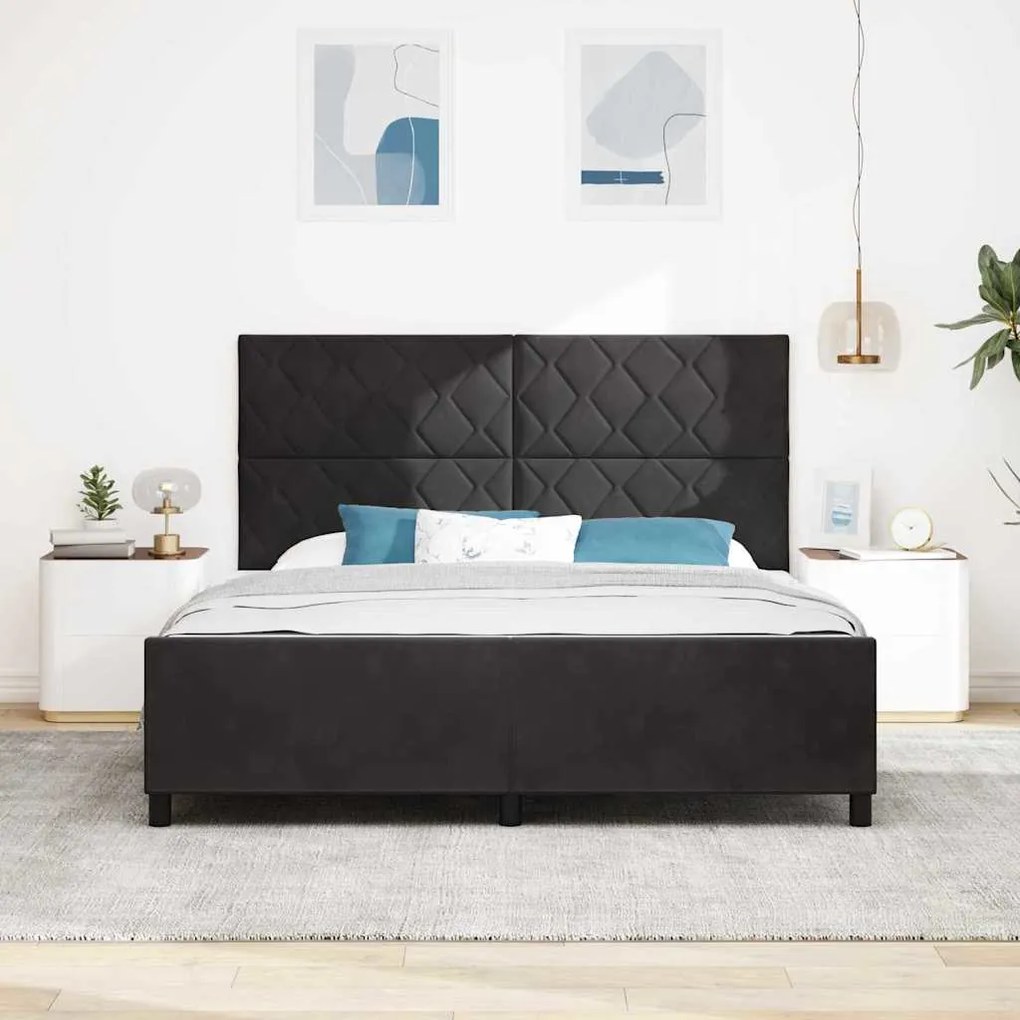 Postel s boxspringem s čelo Černá 180 x 200 cm samet 3345025