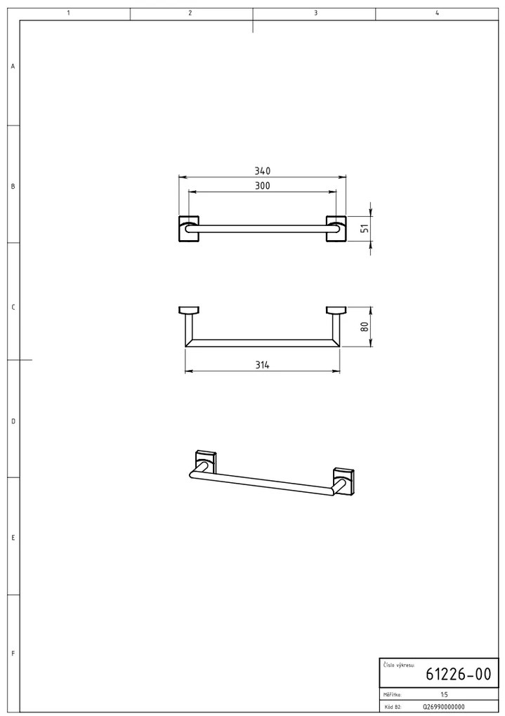 Novaservis - Držák ručníků 300 mm Metalia 12 chrom, 0226,0