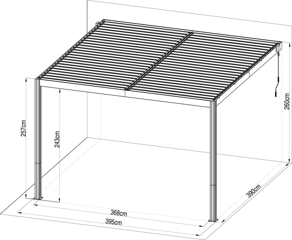 Bioklimatická pergola G21 Trenton 4x4 m, antracitová hliníková