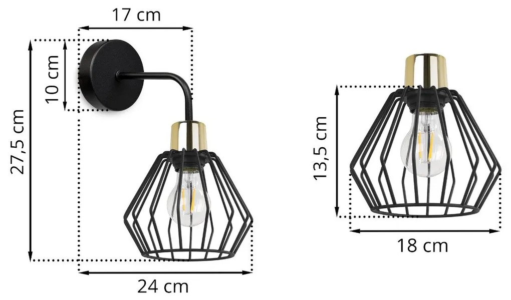 Nástěnné svítidlo Nuvola 5, 1x černé drátěné stínítko, g