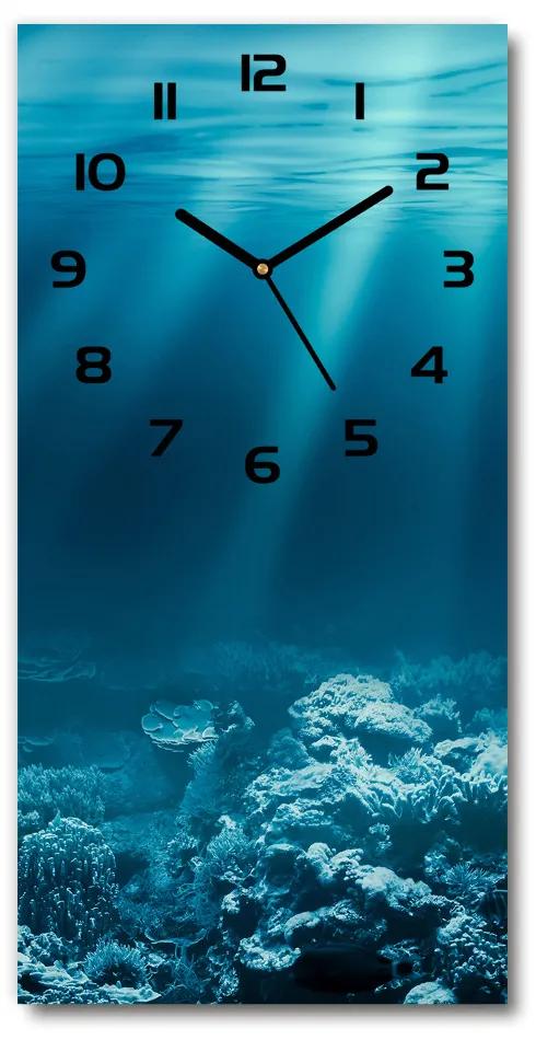 Wallmuralia Nástěnné skleněné hodiny Podvodní svět 30x60 cm