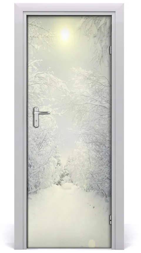 Fototapeta na dveře samolepící les zima 75x205cm