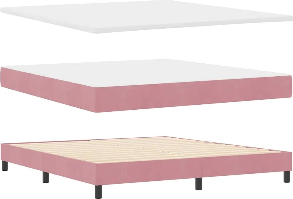Postel s boxspringem s čelo Růžová 200 x 180 cm samet 3341431