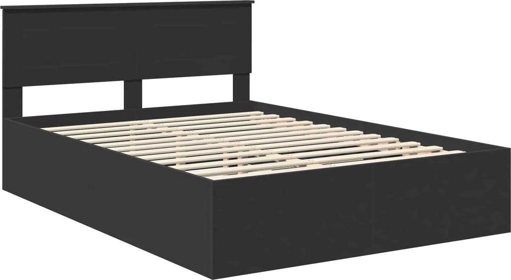 Rám postele s čelo Černá 150 x 200 cm Kompozitní dřevo 3408656
