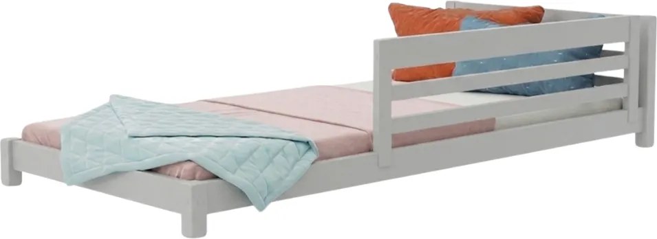 Benlemi Nízká dětská jednolůžková postel TULY s čelem Zvolte barvu: Šalvějová zelená, Zvolte rozměr: 90x160 cm, Zvolte zábranu: S otevřeným vstupem