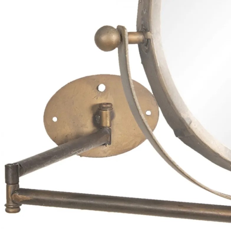 Kulaté kovové nástěnné zrcátko na rameni – 37x2x32 cm