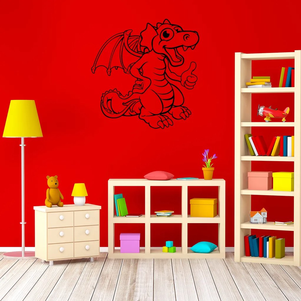 Živá Zeď Samolepka na zeď Šťastný dráček Barva: černá, Velikost: 60 x 60 cm