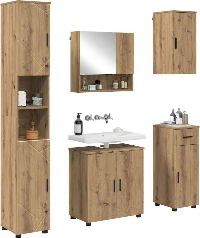 Sada koupelnového nábytku 5 ks Artisanový dub 61 x 35 x 64 cm 3393002