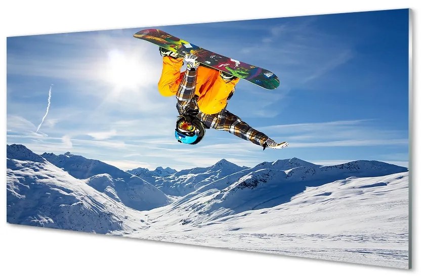 Obraz na skle Man mountain board 125x50 cm