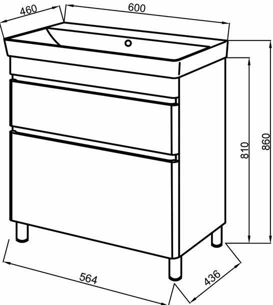Lavedo Vivace Black 60 koupelnová skříňka s černým umyvadlem