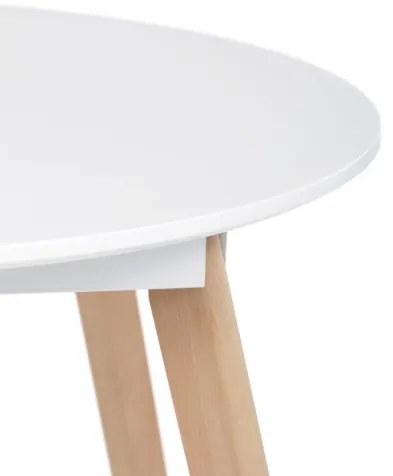Jídelní stůl 80x80 bílý matný lak kovová kostrukce dřevěné nohy DT-316 WT