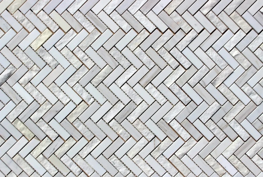ALFIstyle Kamenná mozaika z mramoru, Herringbone white