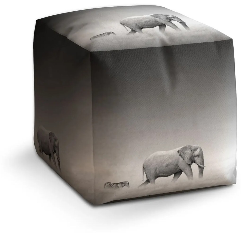 Sablio Taburet Cube Slon a zebra: 40x40x40 cm