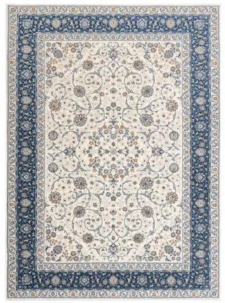 koberec Vlna NAIN vzor rámu ornament 7179/51913 béžový / tmavě modrá velikost 240x340 cm | krásné koberce cz
