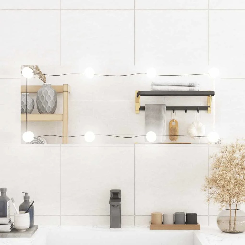 Nástěnné zrcadlo s LED osvětlením 30 x 80 cm sklo obdélníkové 3189150