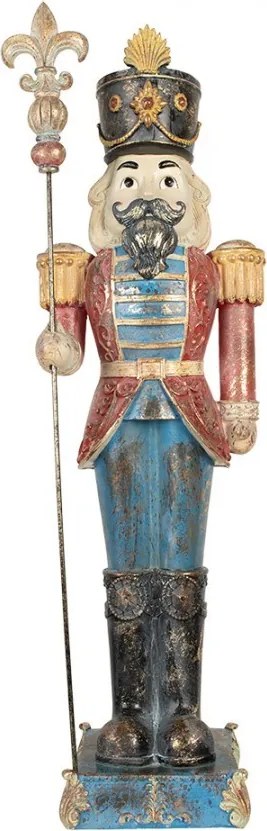 Modro-červená dekorace figurka Louskáček Nutcracker - 31*23*99 cm