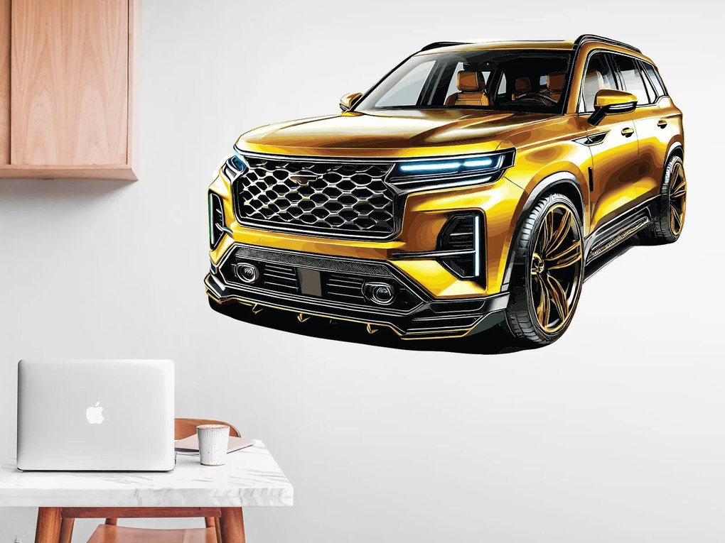 Luxusní auto SUV textilní přelepitelná samolepka na zeď arch 46 x 31 cm