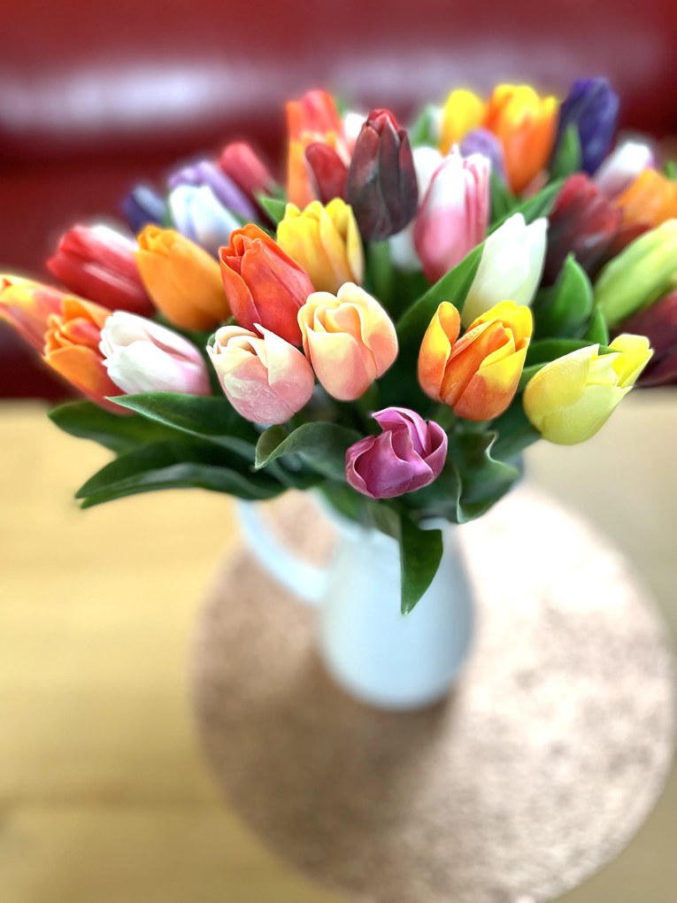 Paramit Umělý tulipán tmavě růžovo bílý 40 cm