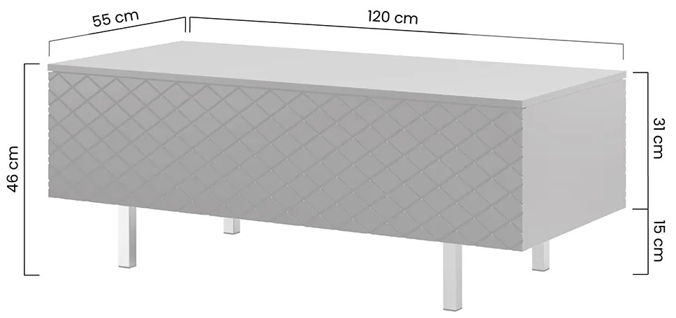 Konferenční stolek Scalia II 2K 120 cm - bílý mat / černé nožky