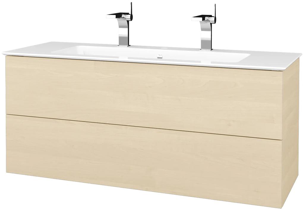 Dřevojas Koupelnová skříň VARIANTE SZZ2 120 (umyvadlo Pura) Varianta: N01 Bílá lesk / L04 Béžová vysoký lesk