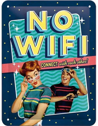 Postershop Plechová cedule: No WiFi - 15x20 cm