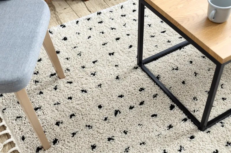 Dywany Łuszczów, Kusový koberec Berber Syla B752 dots cream, 200x290, bílá, kancelář