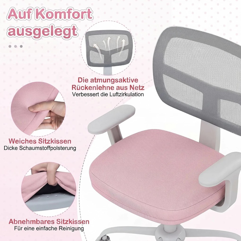 Costway Ergonomická dětská psací židle s nastavitelnou výškou a samosvornými