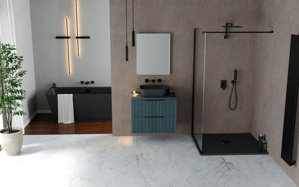 Polysan Flexia sprchová vanička 100 x 90 cm s možností úpravy rozměru litý mramor antracit matná 72925.51
