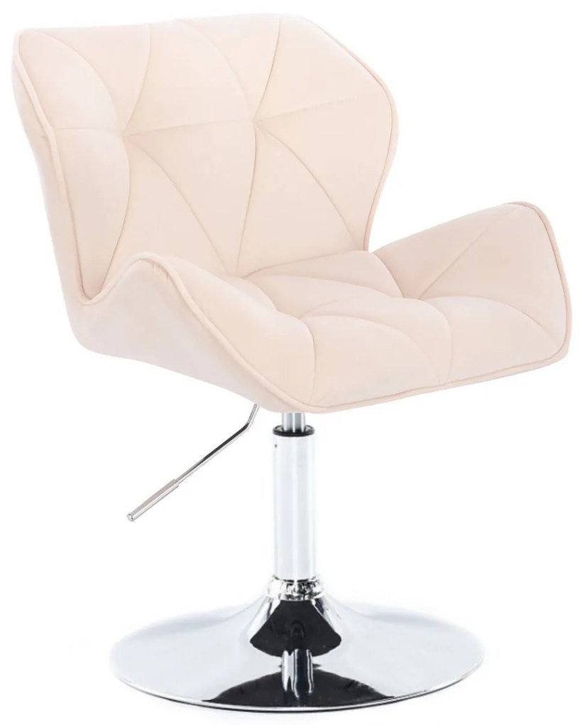 LuxuryForm DESIGN Otočná židle MILANO VELUR na stříbrném talíři - krémová