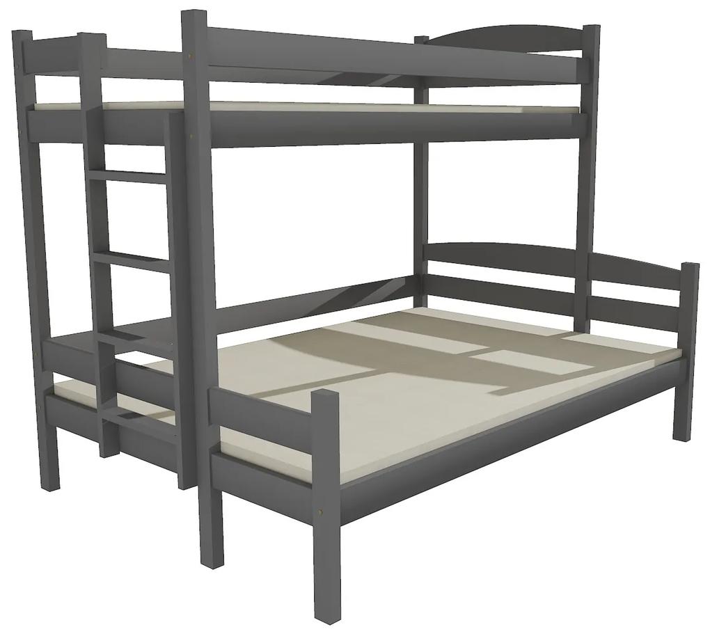 Patrová postel s rozšířeným spodním lůžkem PPS 001 90/140 x 200 cm - šedá