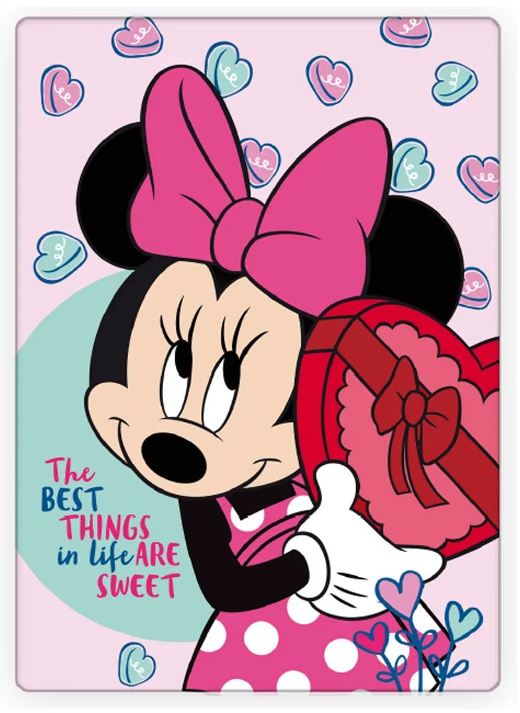 DĚTSKÁ FLEECOVÁ DEKA MINNIE 100X140 CM VZOROVANÁ