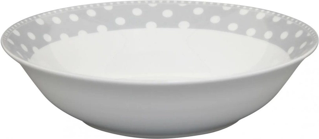 Krasilnikoff Porcelánová salátová mísa Dots Grey, šedá barva, bílá barva, porcelán