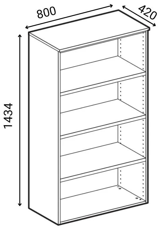 Kombinovaná kancelářská skříň PRIMO WOOD, dveře na 3 patra, 1434 x 800 x 420 mm, dub přírodní