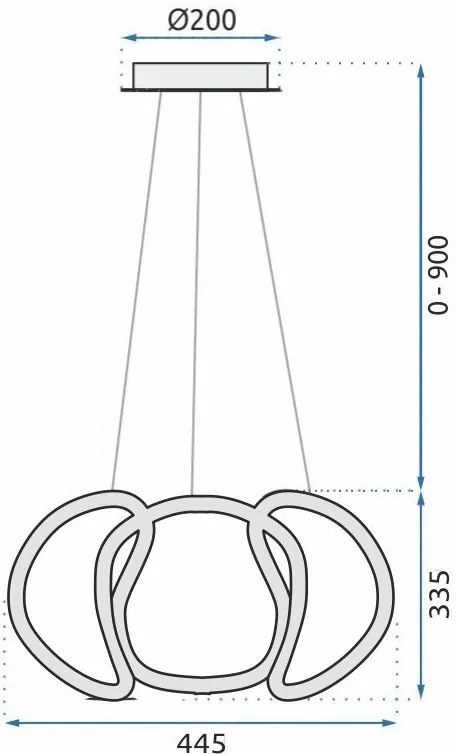 Toolight Moderní závěsné stropní svítidlo LED + dálkové ovládání APP386-CP Gold