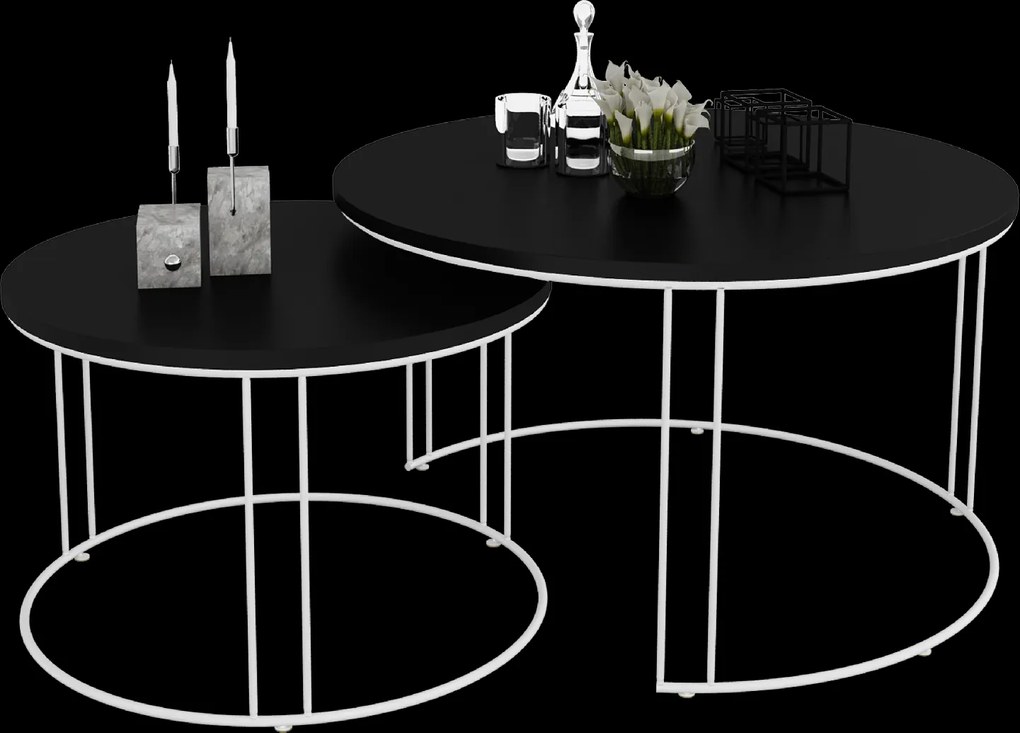 ADRK Furniture Konferenční stolek 2v1 ETTA CT-ETT-W-B
