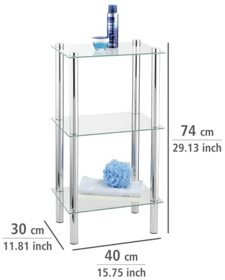 WENKO 15851100 - Regál YAGO 40x74 cm stříbrná/čirá