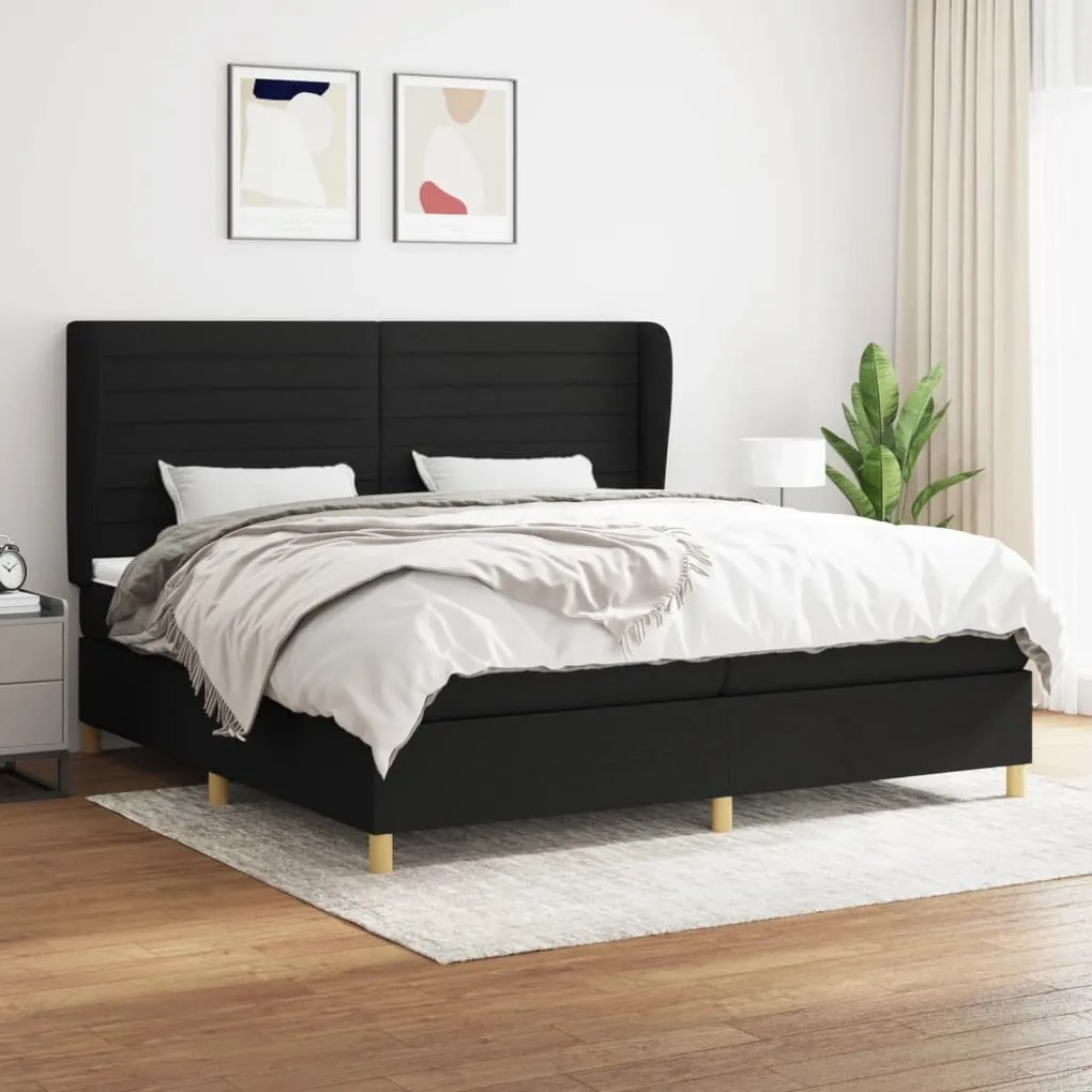 Box spring postel s matrací černá 140 x 190 cm textil