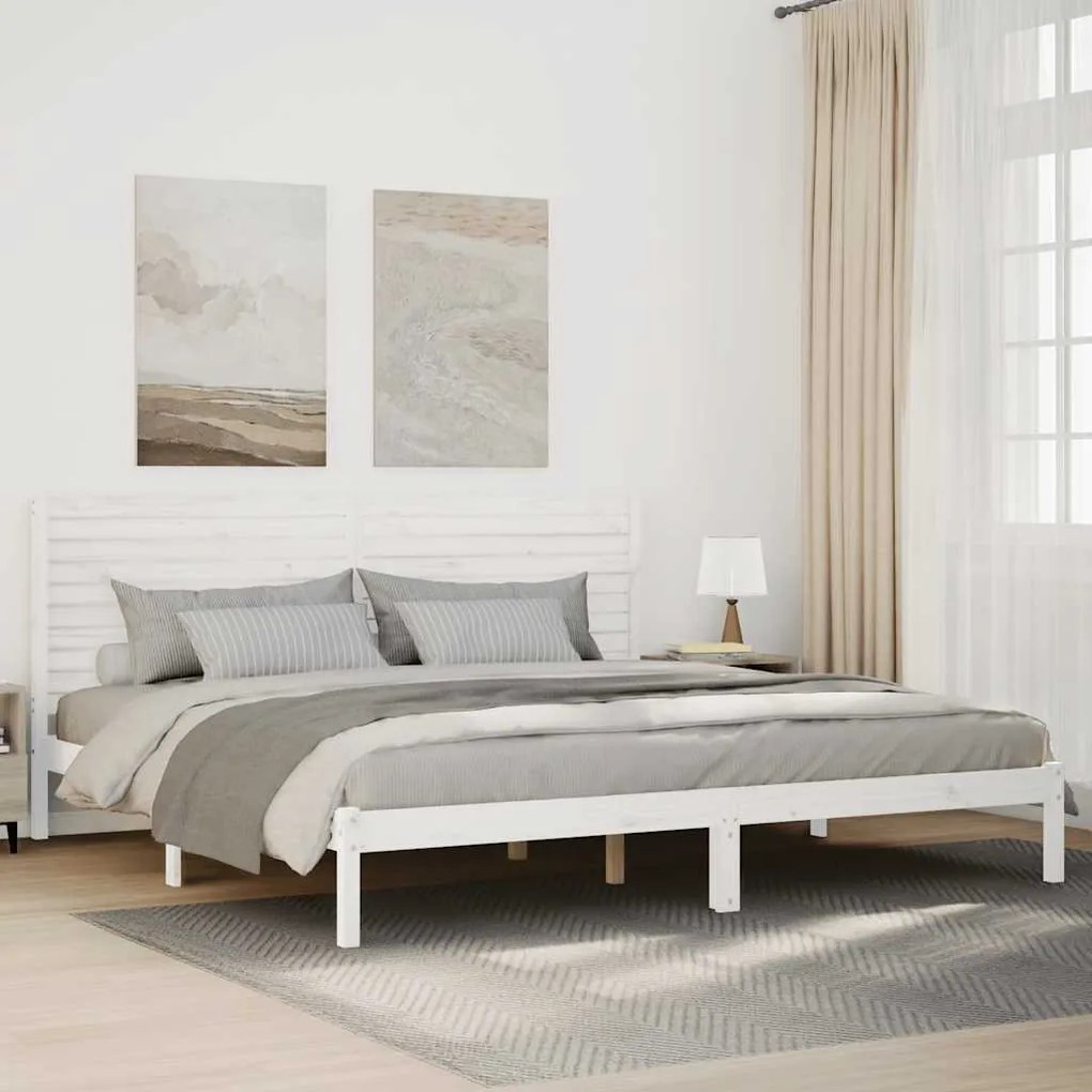 Prodloužený rám postele bez matrace bílý 200 x 220 cm masiv 3309320