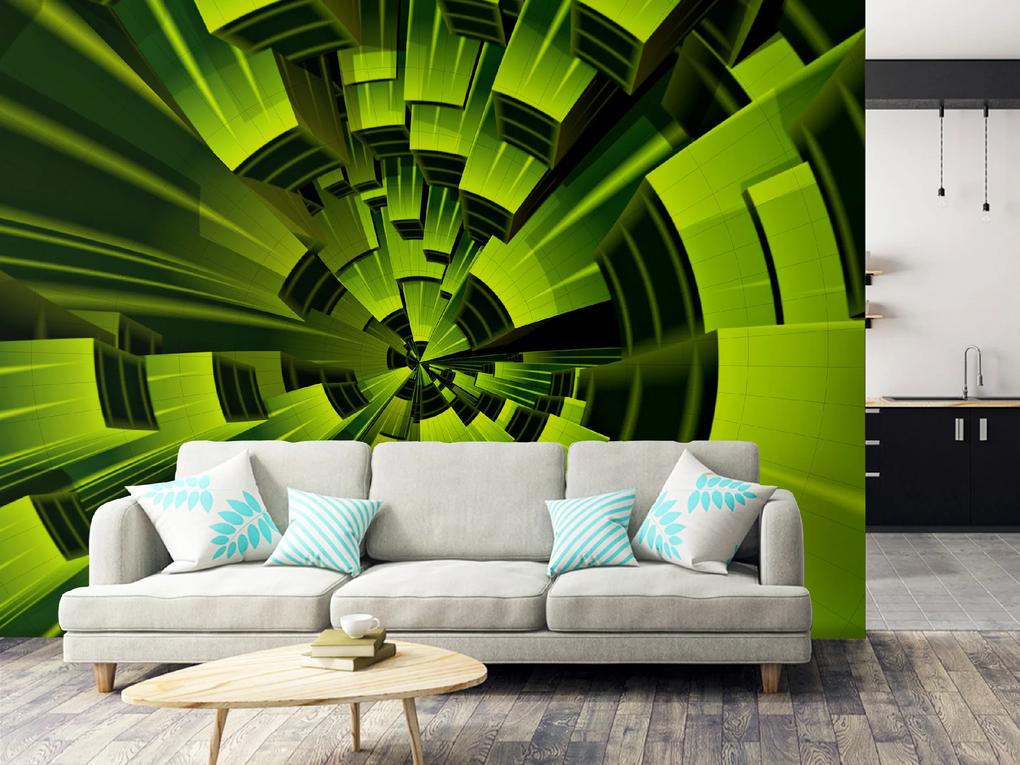 Liox 3D tapeta zelený abstraktní tunel