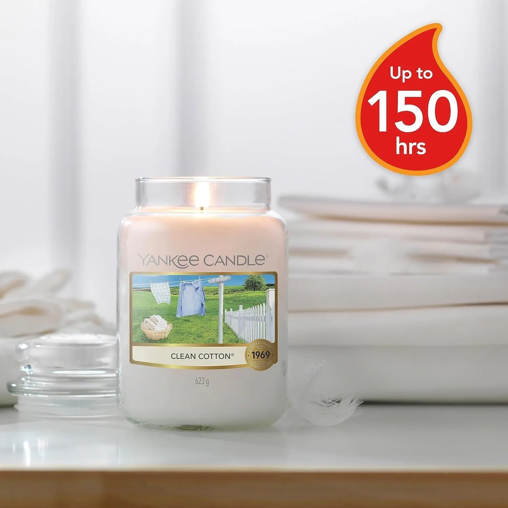 Yankee Candle vonná svíčka Classic ve skle velká Clean Cotton 623 g