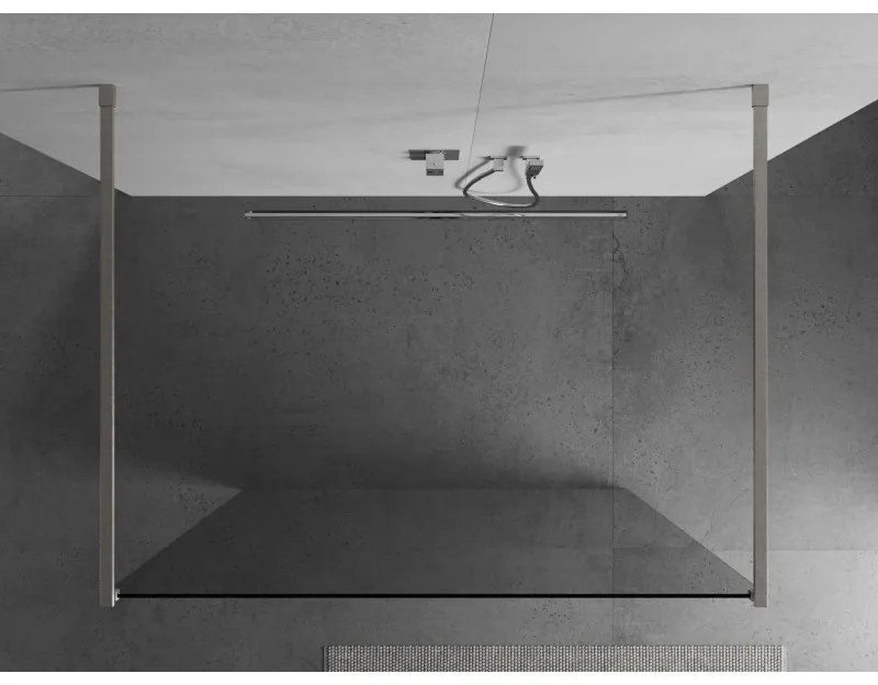 Mexen Kioto, sprchová zástěna Walk-In 100 x 200 cm, 8mm čiré sklo, broušená ocel profil, 800-100-002-97-00