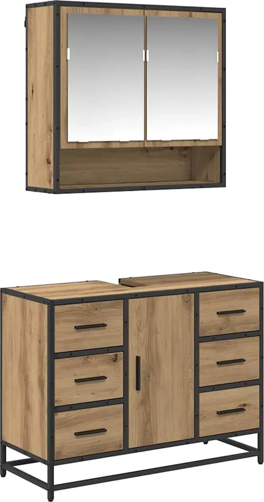 Sada koupelnového nábytku 2 ks Artisanový dub 80 x 33 x 60 cm 3402427