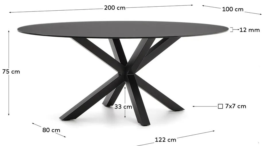 Jídelní stůl se skleněnou deskou 100x200 cm Argo – Kave Home