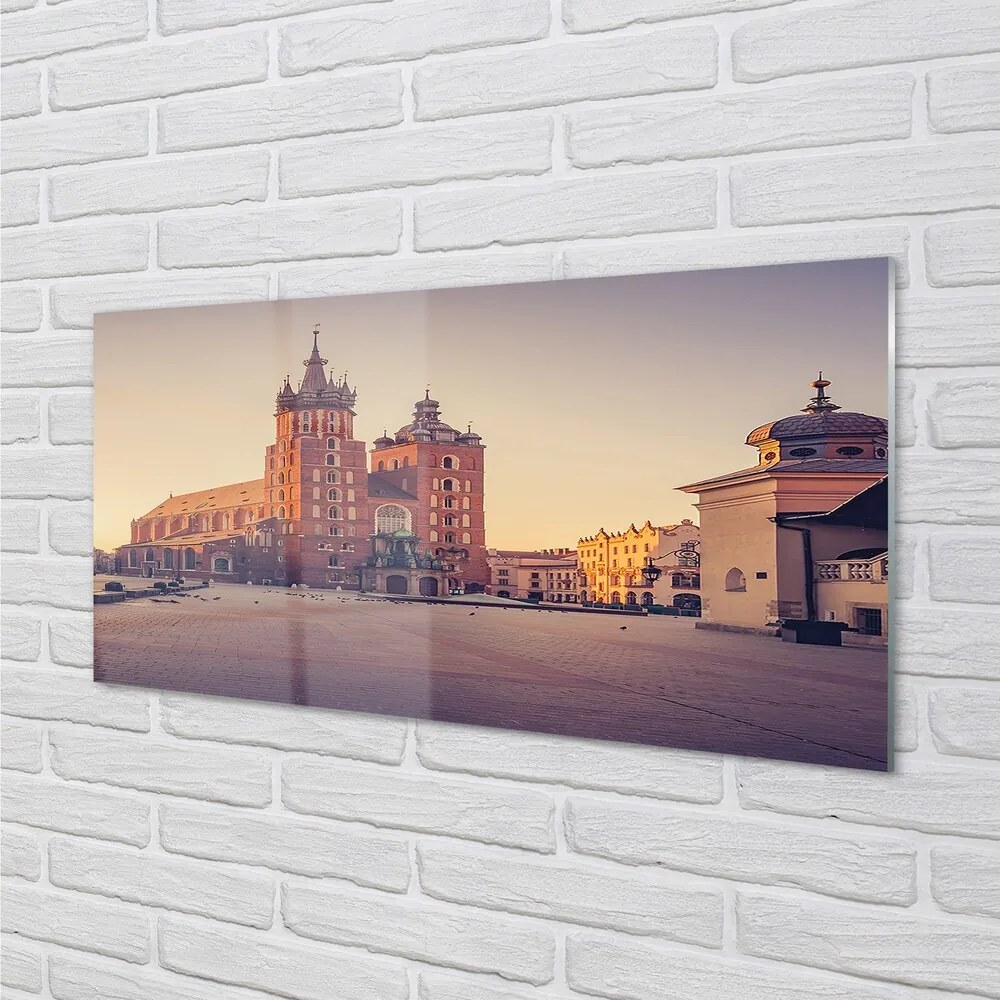 Obraz na skle Krakow kostel svítání 125x50 cm