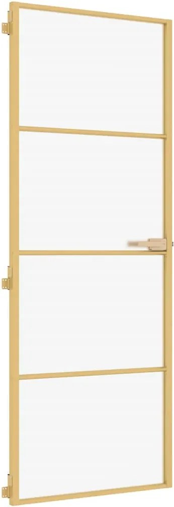 Interiérové dveře úzké zlaté 76x201,5 cm tvrzené sklo a hliník 155136